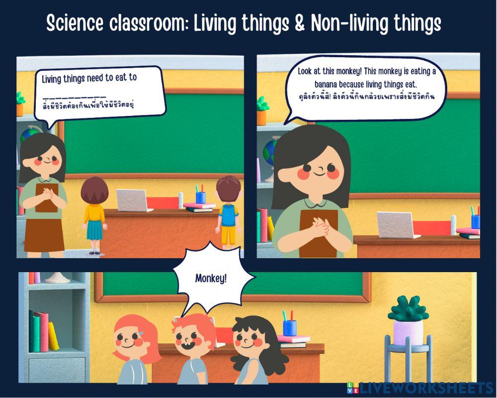 Scenario: Science classroom -Living things and Non-living things online ...