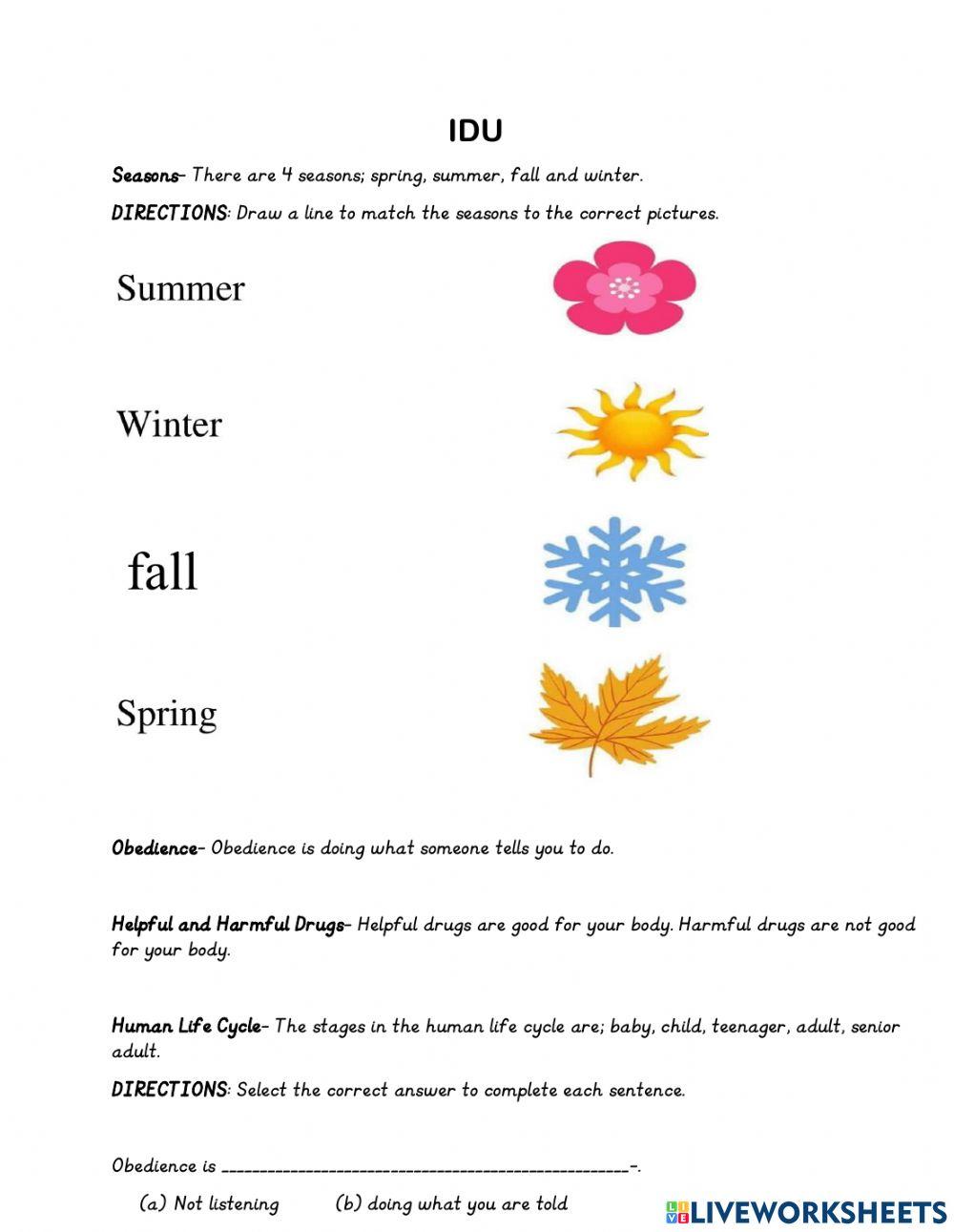 Idu quiz worksheet | Live Worksheets