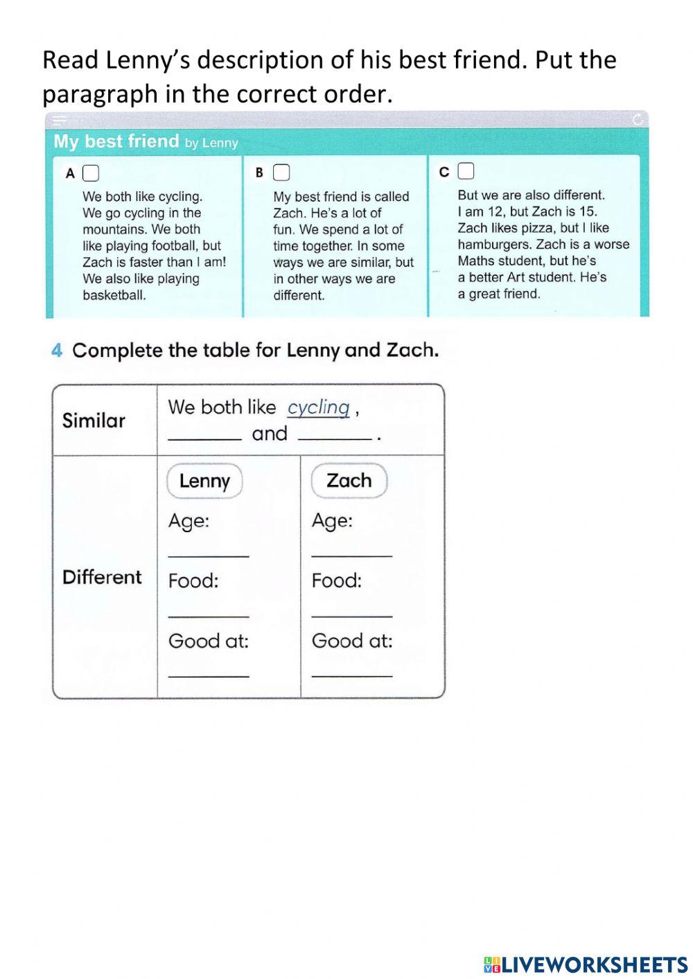 Reading about f… | Free Interactive Worksheets | 7188705