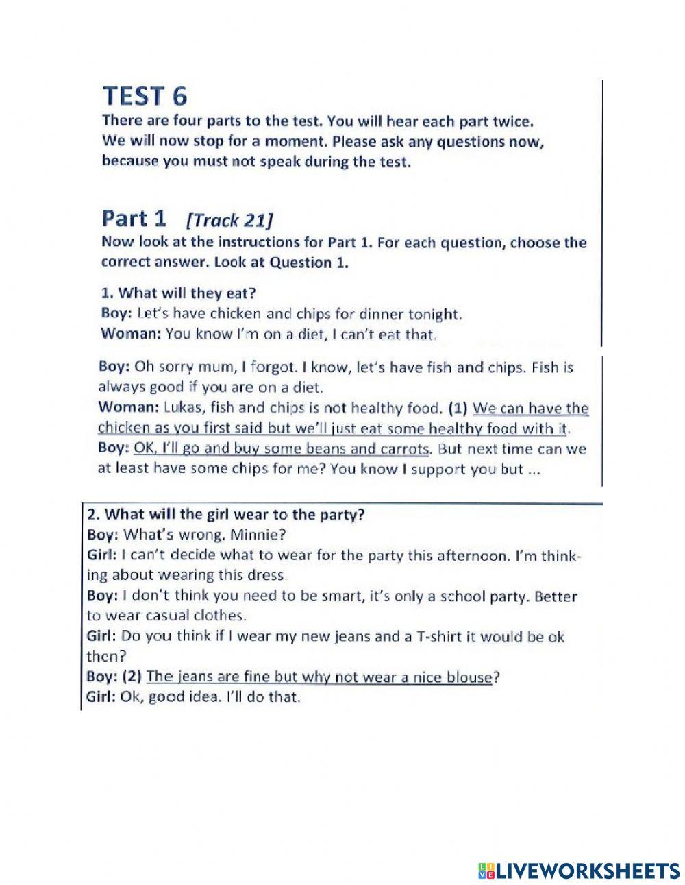 Test6-1 worksheet | Live Worksheets
