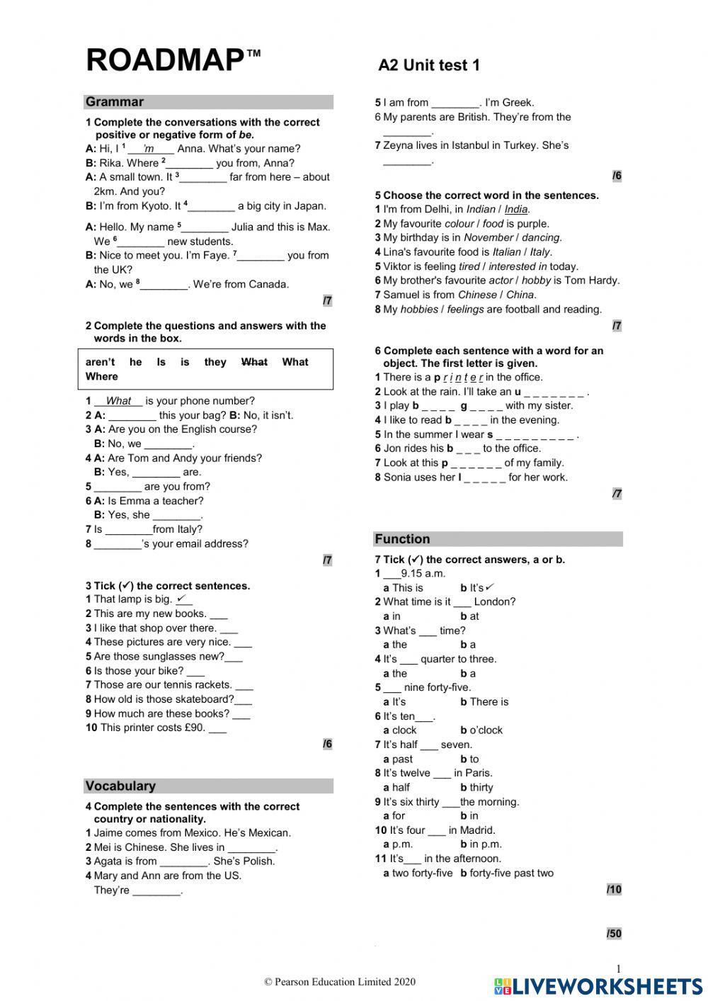 Roadmap A2 Achievement Test Worksheet Live Worksheets, 58% OFF Roadmap A2 Achievement Test Worksheet Live Worksheets, 58% OFF