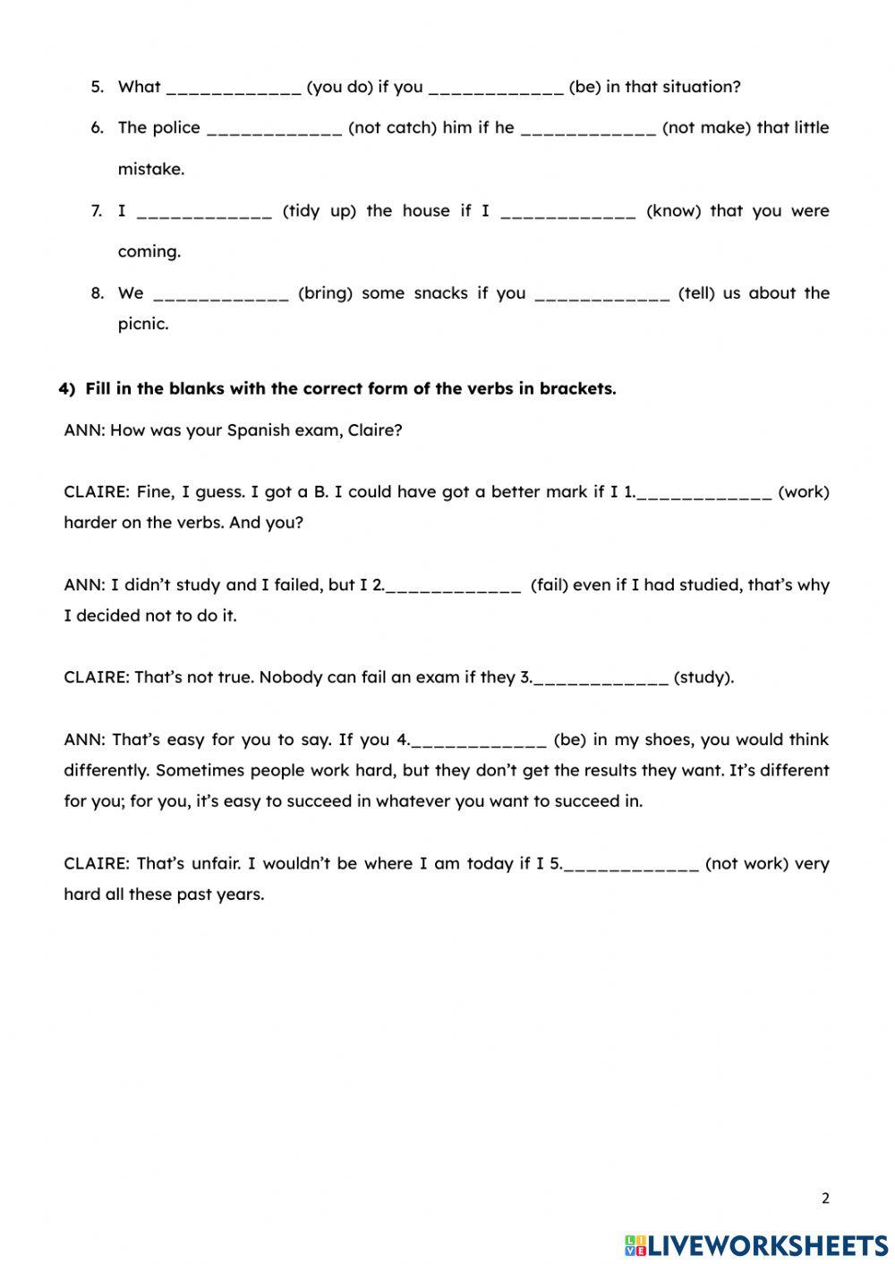 Conditionals-5th online exercise for | Live Worksheets