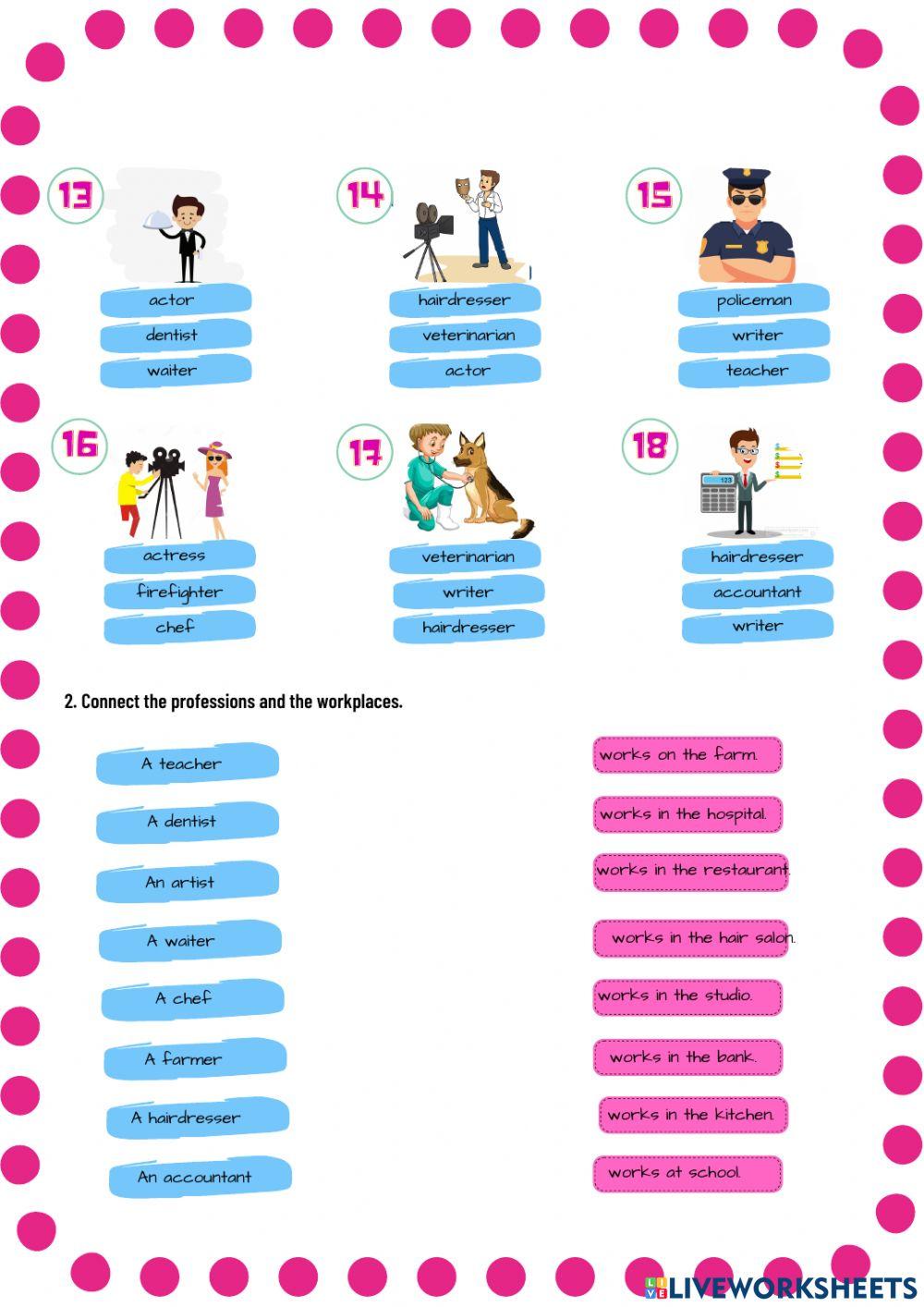 Jobs and profes… | Free Interactive Worksheets | 7104931