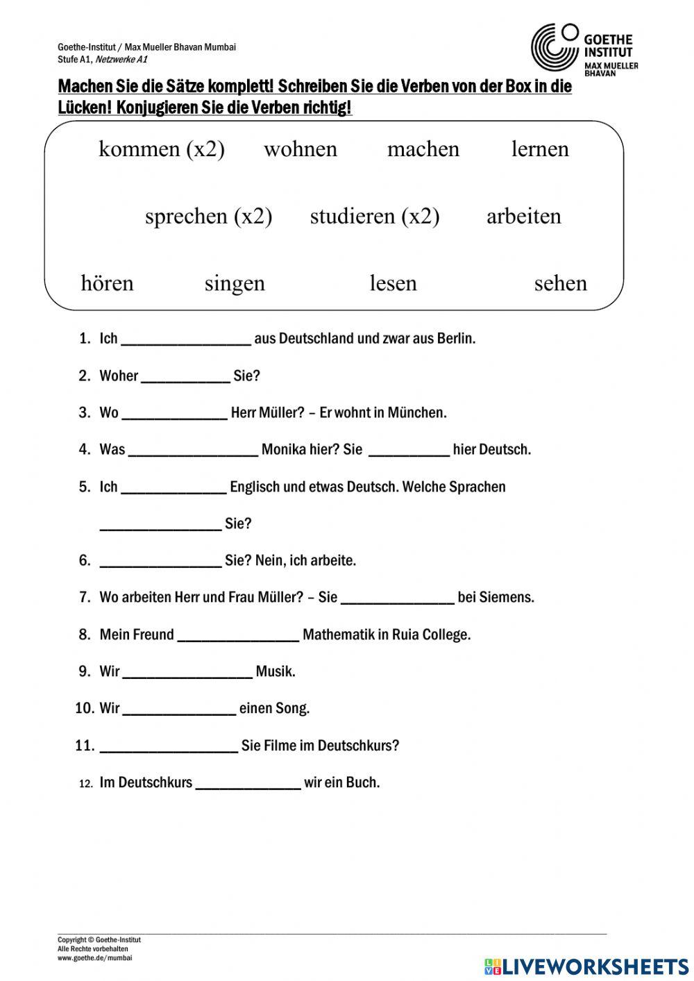 Verb-Konjugation online exercise for | Live Worksheets