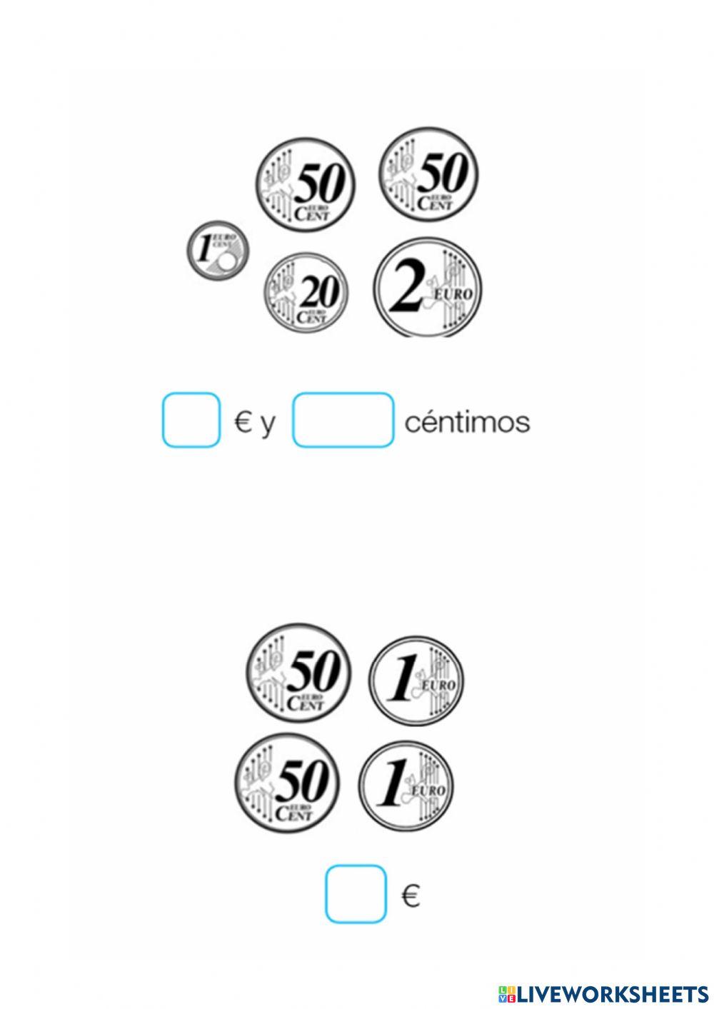 Euros y centimos online pdf activity | Live Worksheets