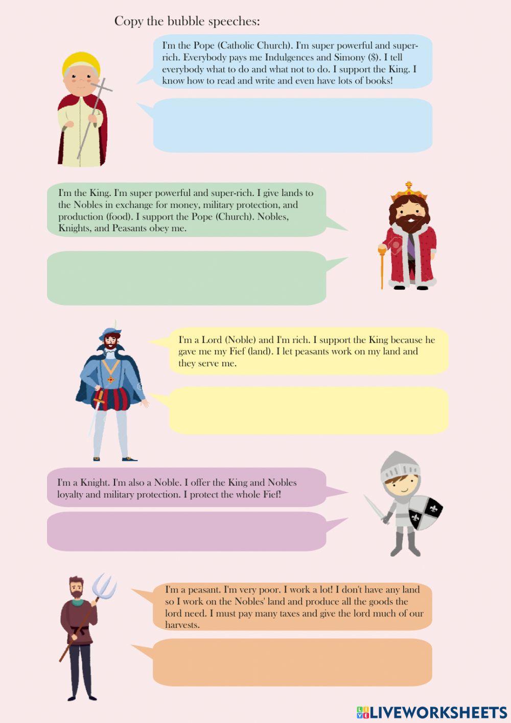 Feudalism and the Church online exercise for | Live Worksheets