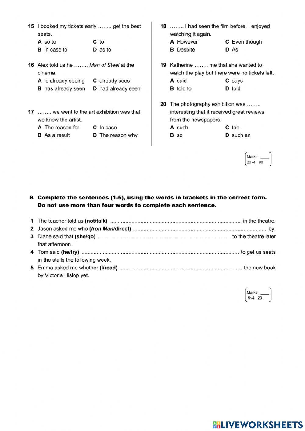 Test On screen … | Free Interactive Worksheets | 6961404