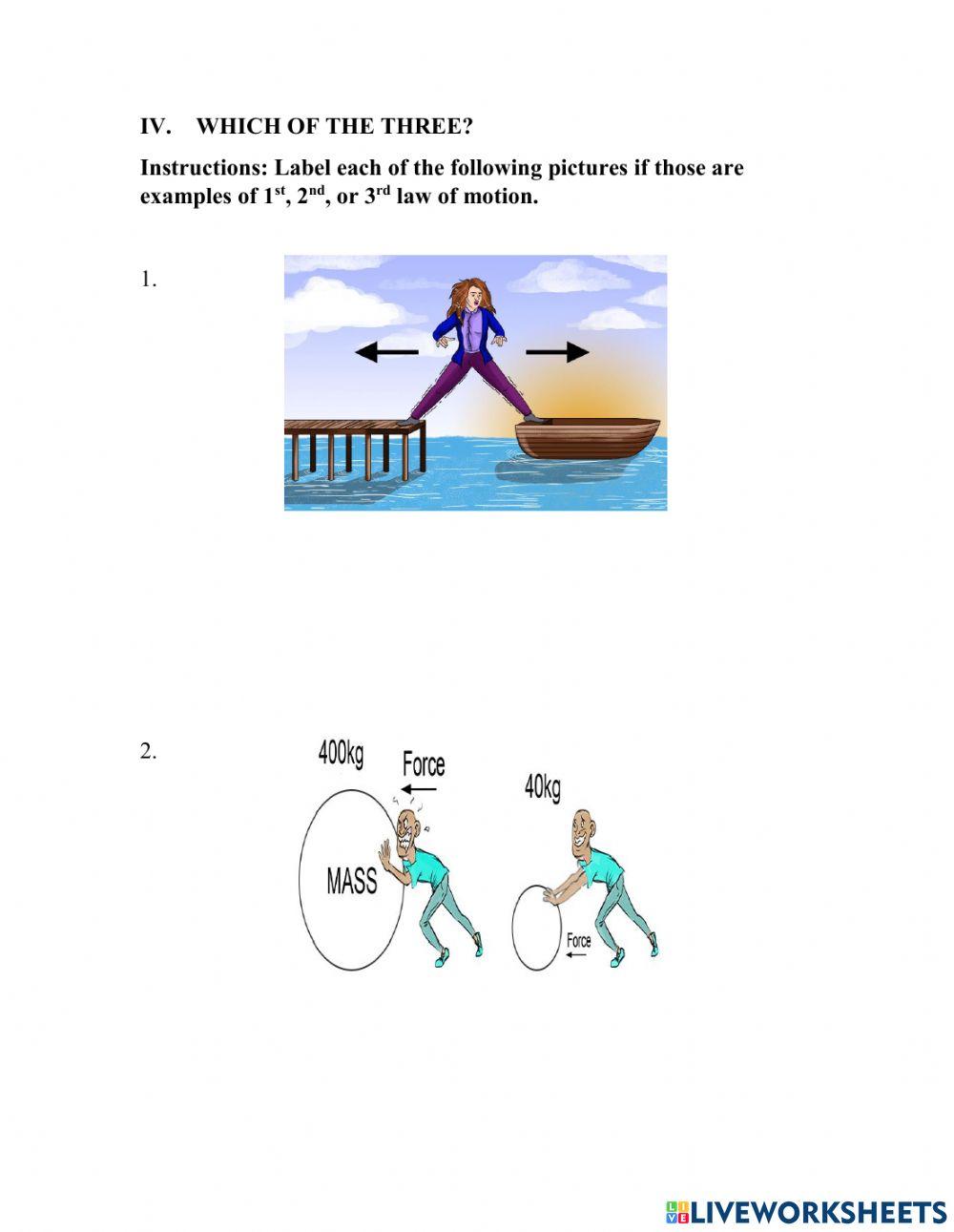 Newton's Law of Motion - RECALL online exercise for | Live Worksheets