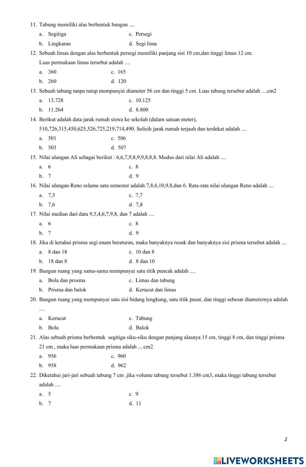 Mtk online activity for 6 | Live Worksheets