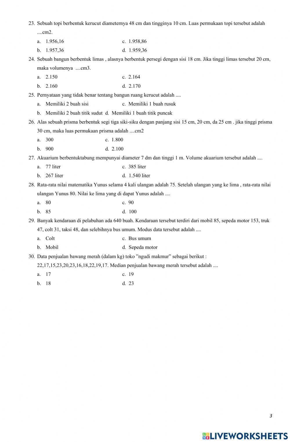 Mtk online activity for 6 | Live Worksheets