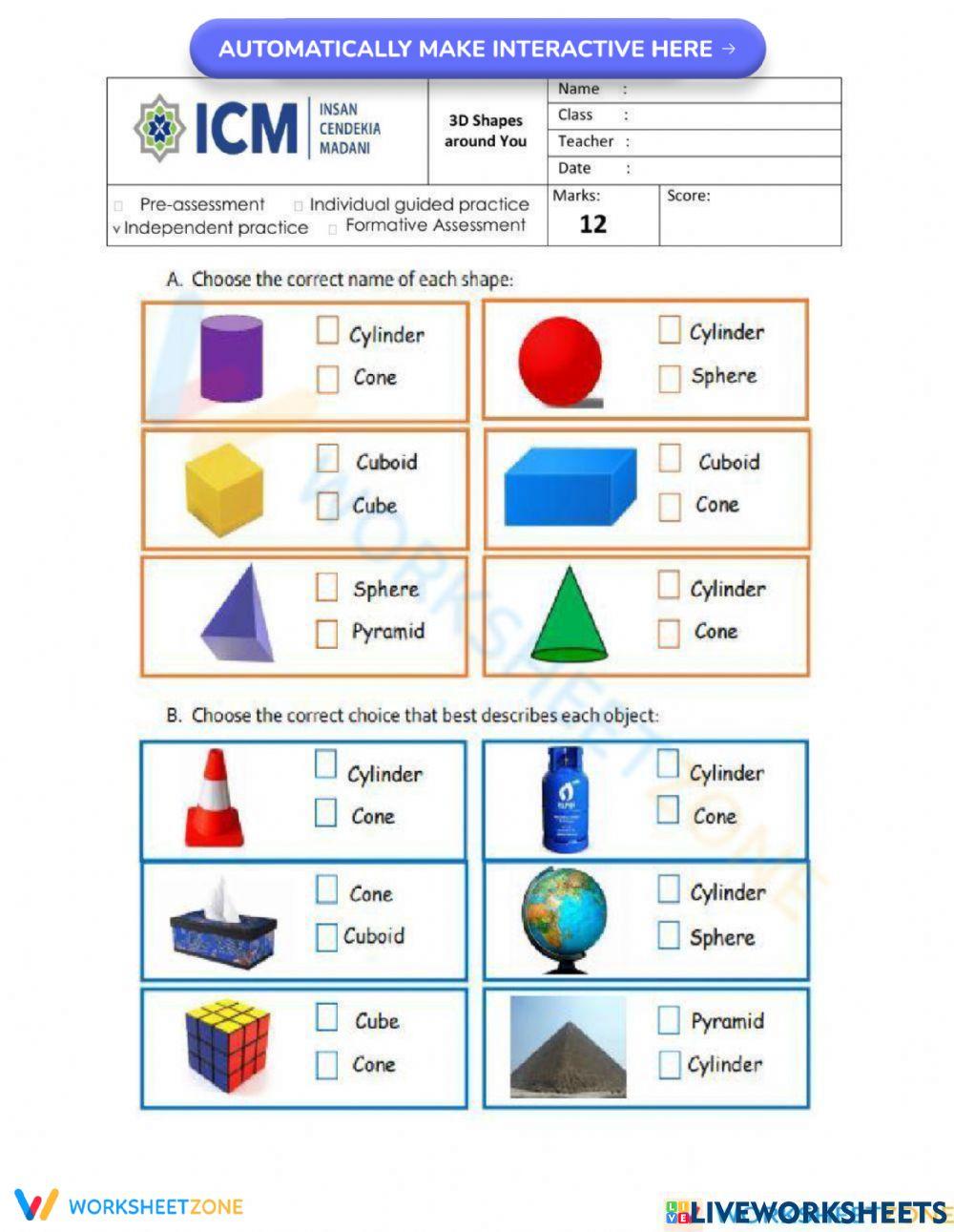 3d interactive shapes