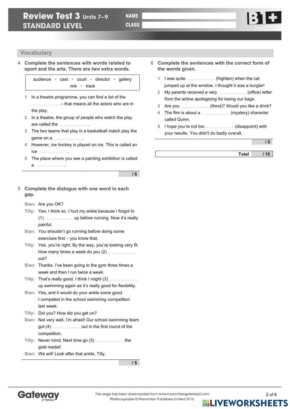 Gateway B1+ Rev… | Free Interactive Worksheets | 2581026