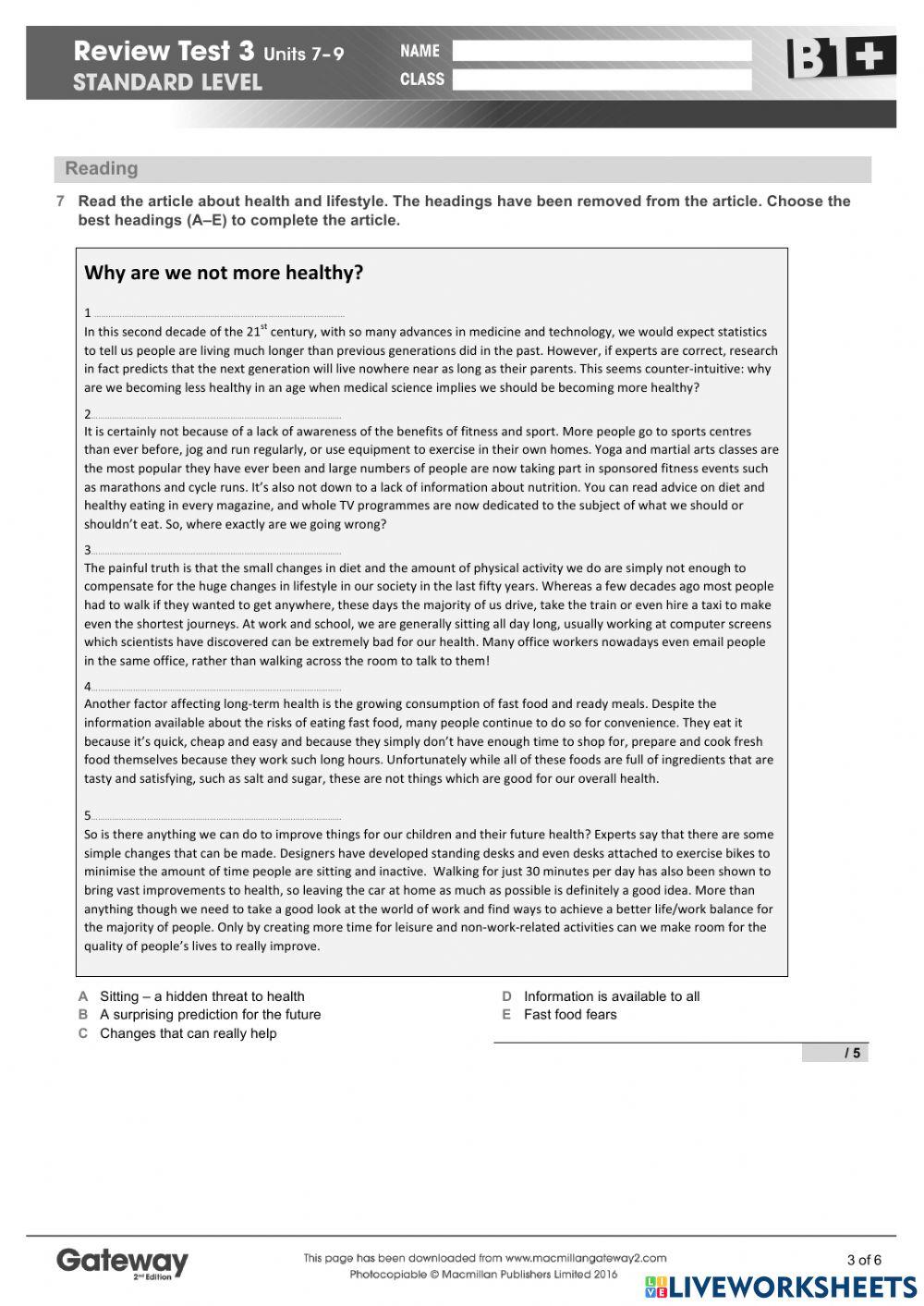 Gateway B1+ Rev… | Free Interactive Worksheets | 2581026