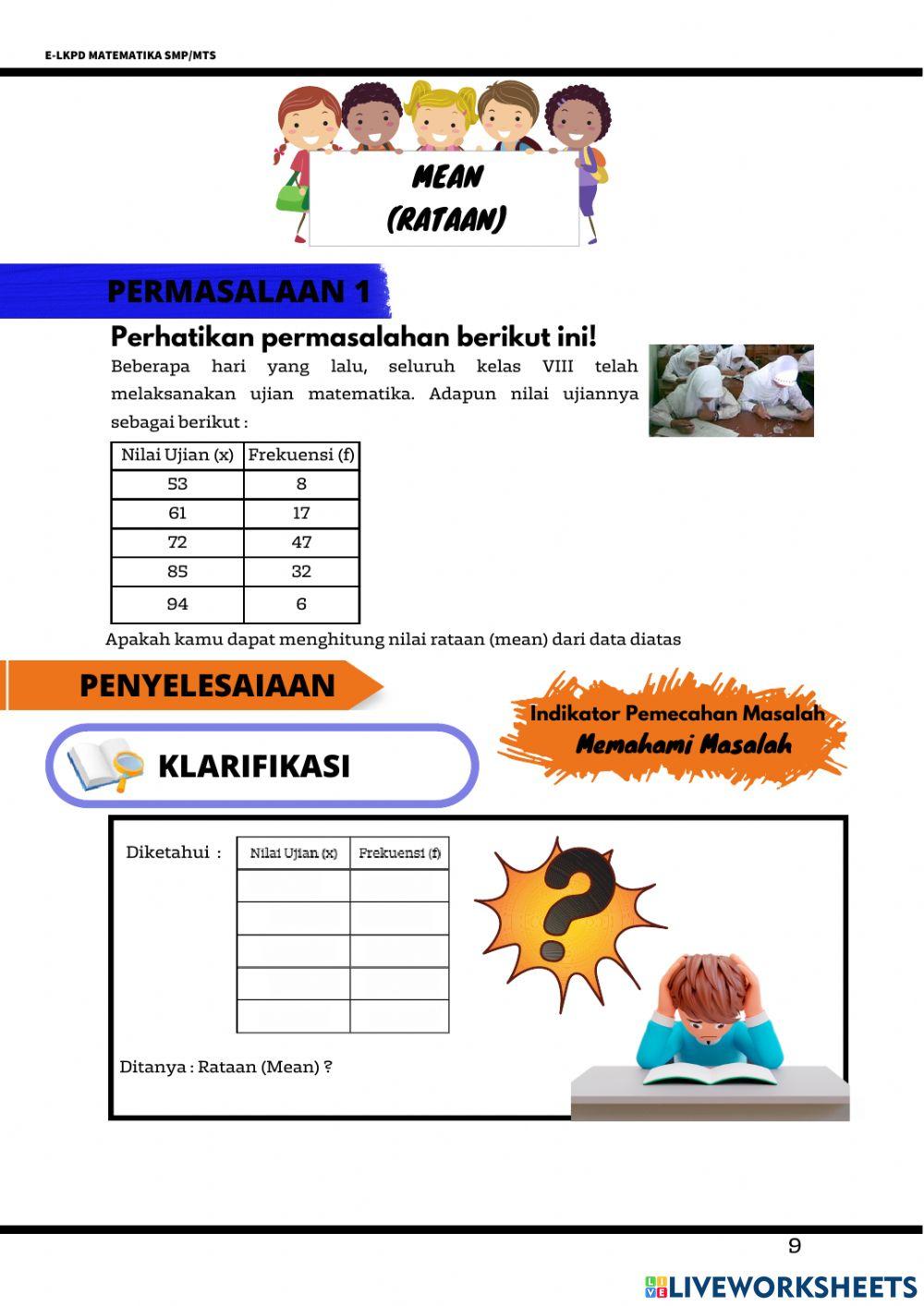 Mean median modus activity | Live Worksheets