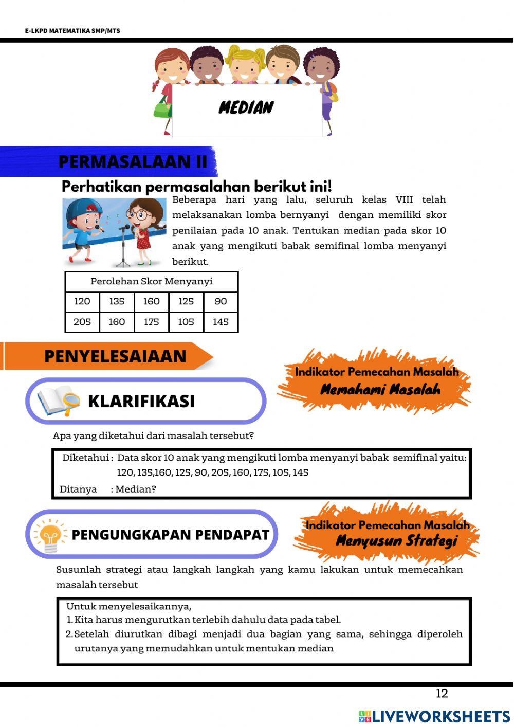 Mean median modus activity | Live Worksheets