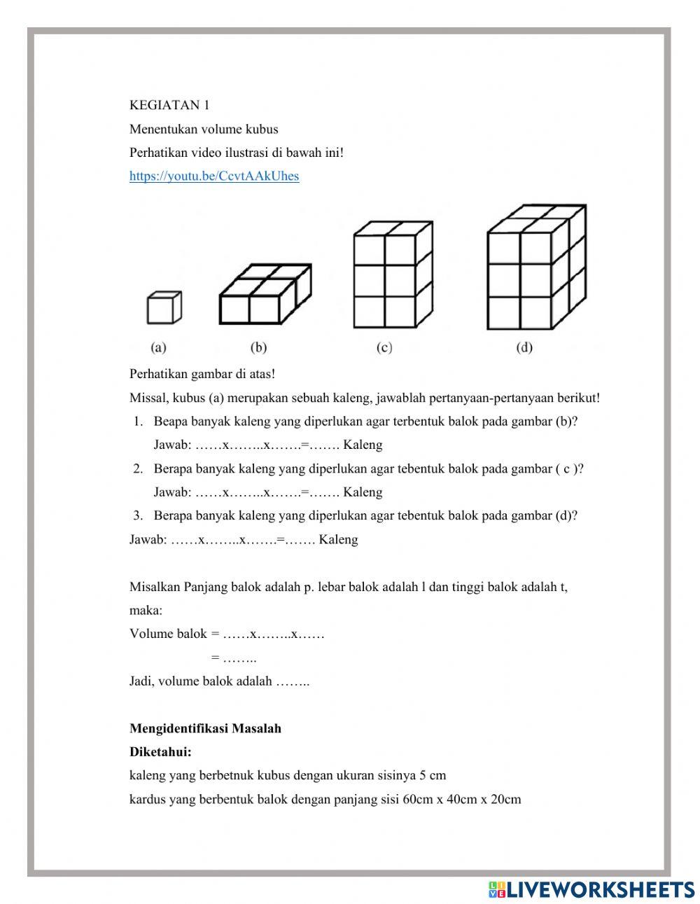 LKS 3 -Volume Balok online exercise for | Live Worksheets