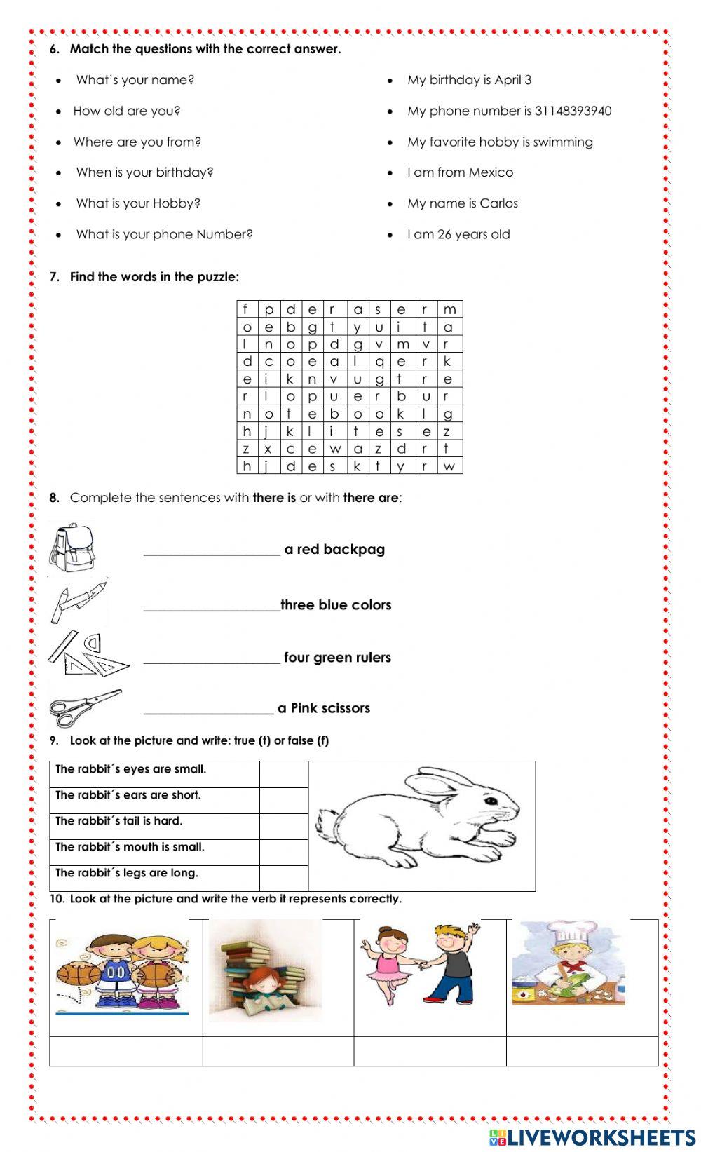 Materials 1 exercise | Live Worksheets