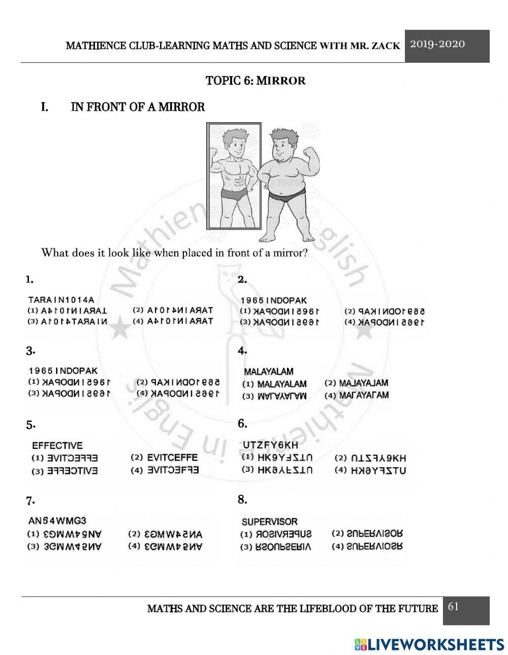 Topic mirror | LiveWorksheets | 2337564