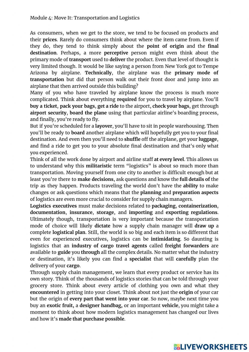 SCM-Module 4,5,6,7&8 worksheet | Live Worksheets