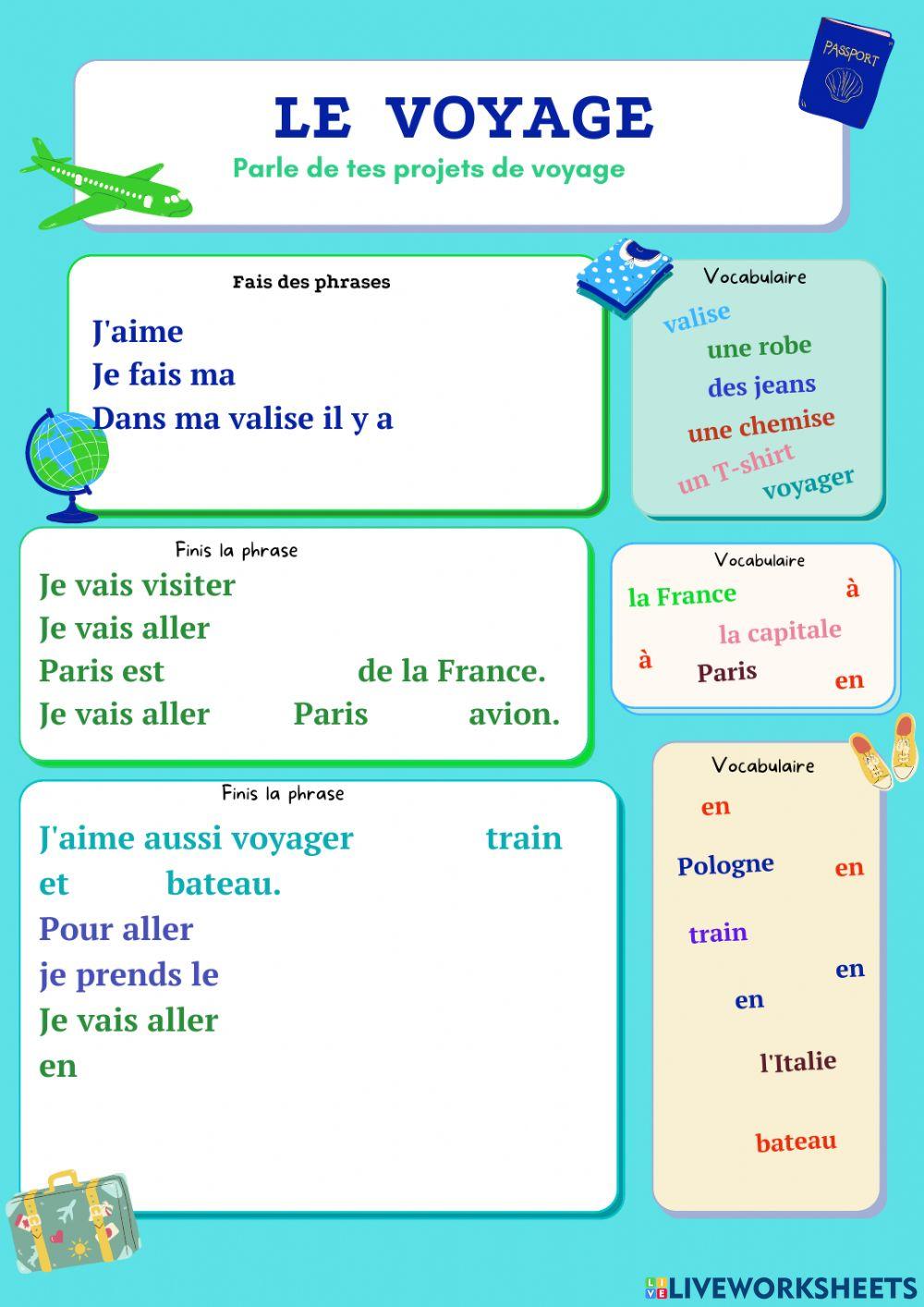 Le voyage | Free Interactive Worksheets | 7013296