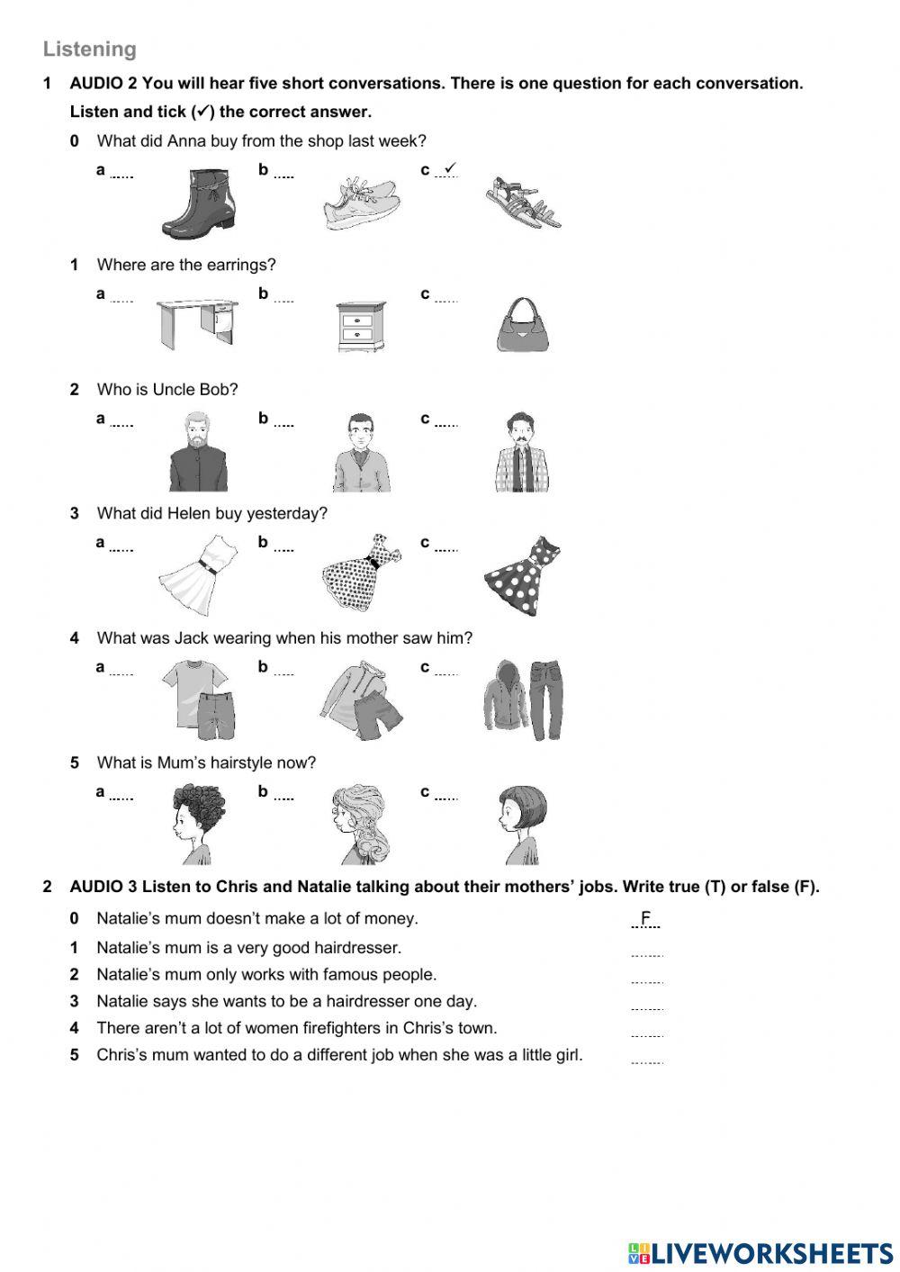Skills Test 1-2 A worksheet | Live Worksheets