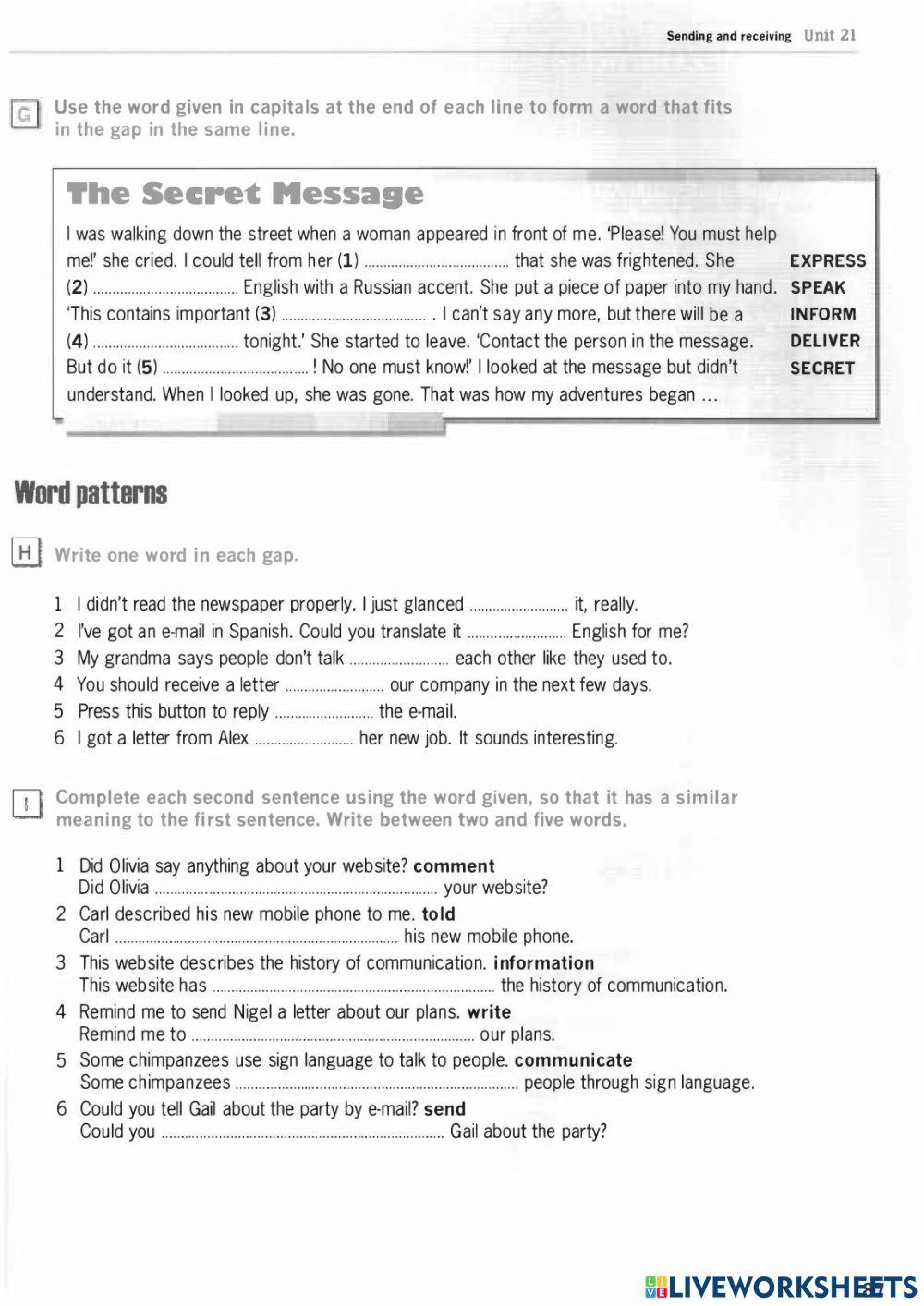 Sending and receiving activity | Live Worksheets