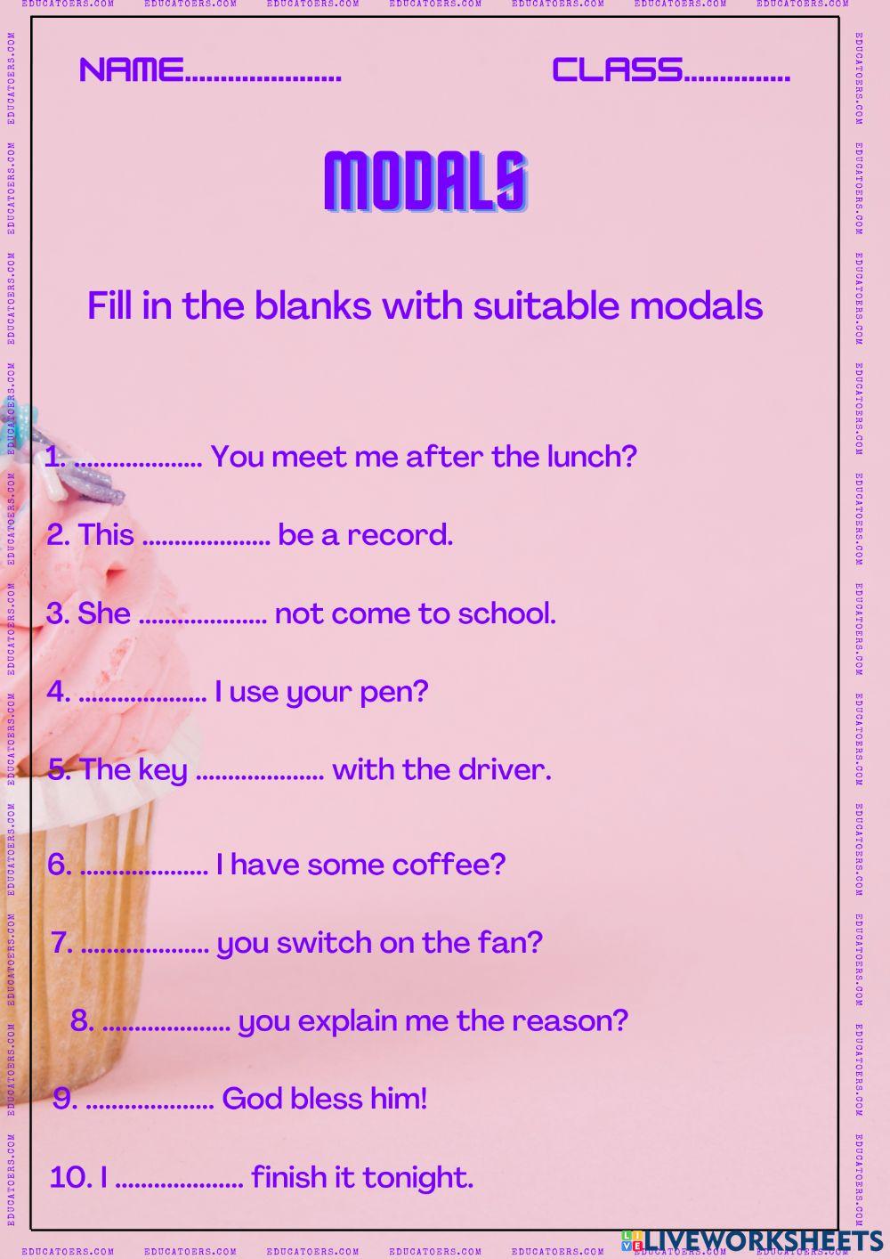 modals | Free Interactive Worksheets | 2581882