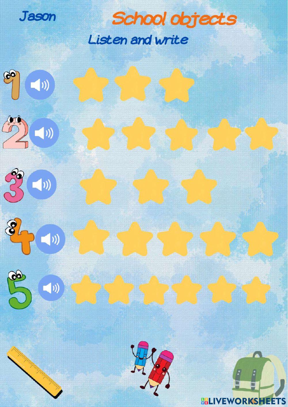 School objects online exercise for Grade 3 | Live Worksheets