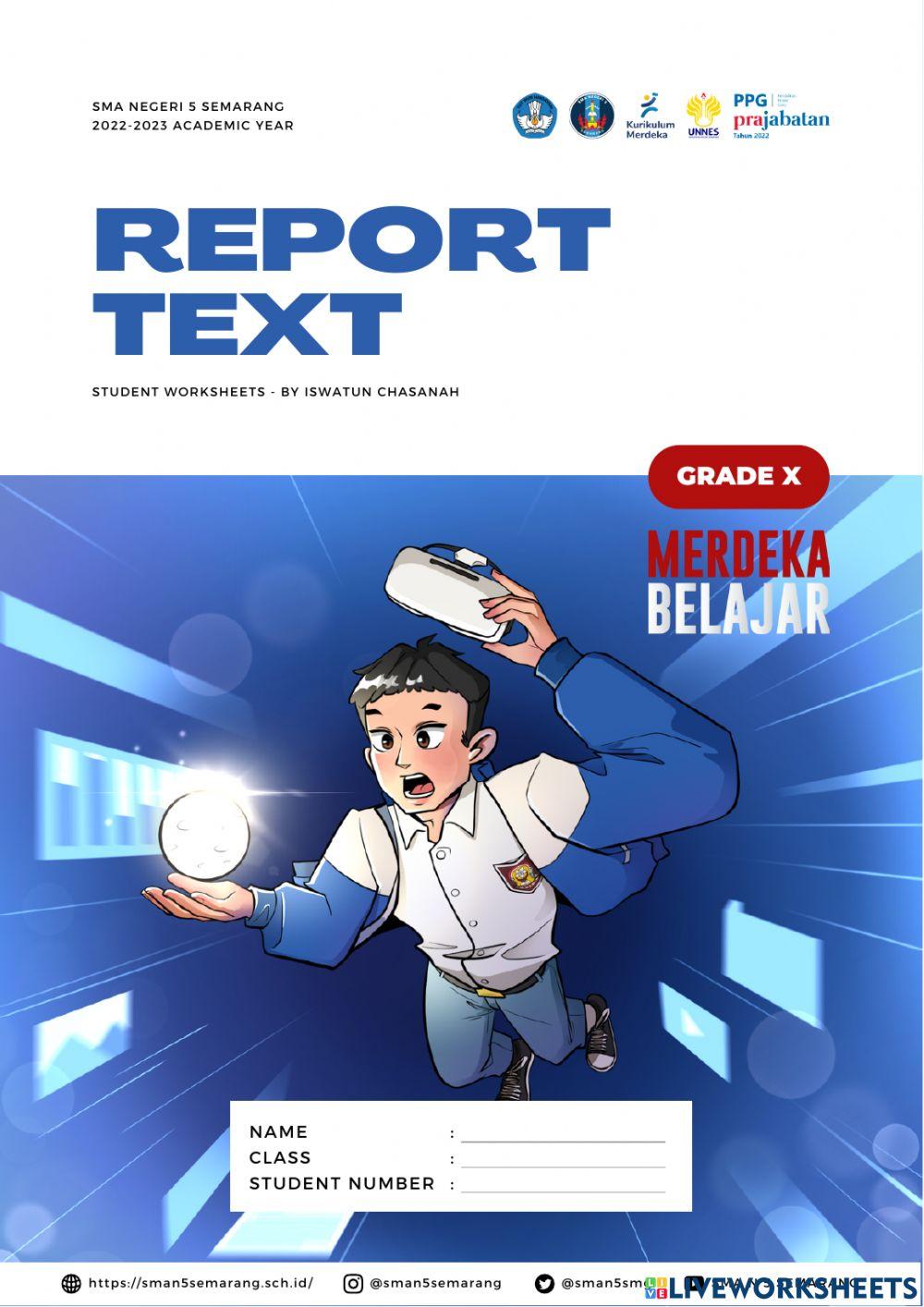 Worksheet Report Text Activity 1-2 LKPD 1 - Grade X9 online exercise ...