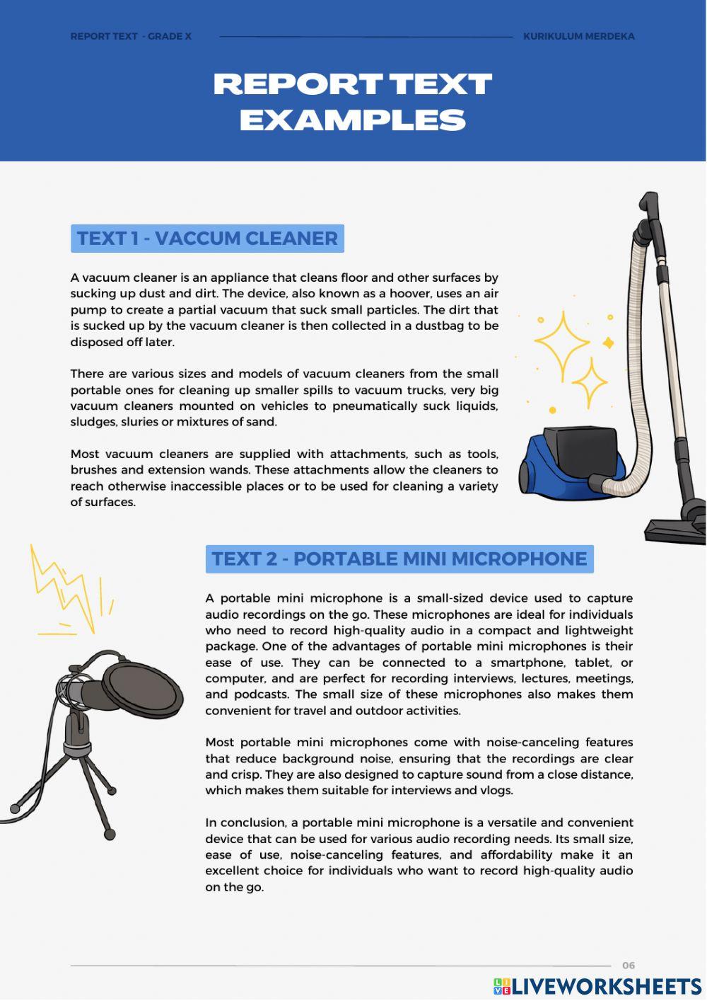 Worksheet Report Text Activity 1-2 LKPD 1 - Grade X9 online exercise ...