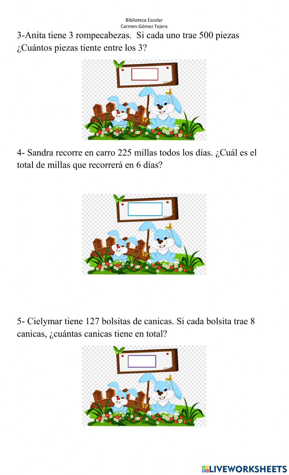 7167112 | Problemas verbales de multiplicación