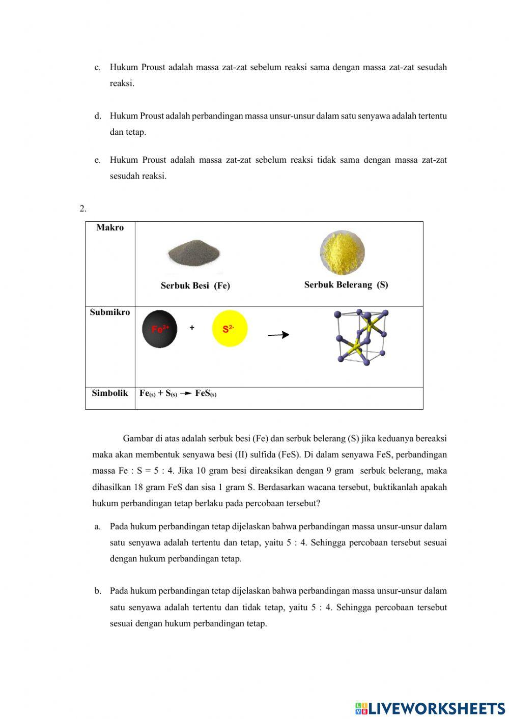 Latihan Soal Hukum Perbandingan Tetap (Hukum Proust) online exercise ...