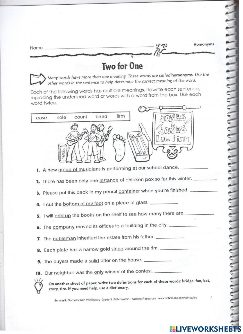 6964476 | Homonyms | Thanhha284 | LiveWorksheets