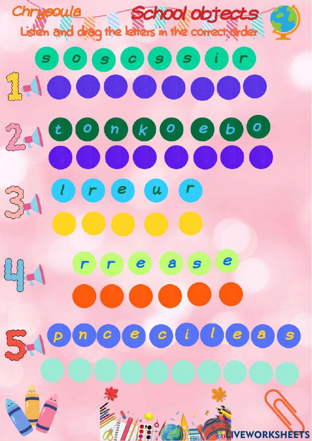 School objects online exercise for Grade 3 | Live Worksheets