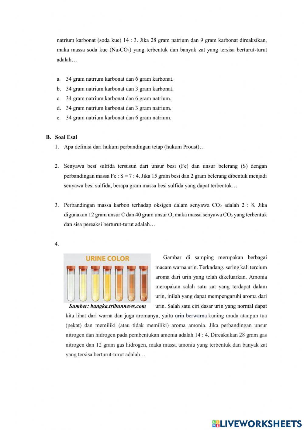 Latihan Soal Hukum Perbandingan Tetap (Hukum Proust) online exercise ...