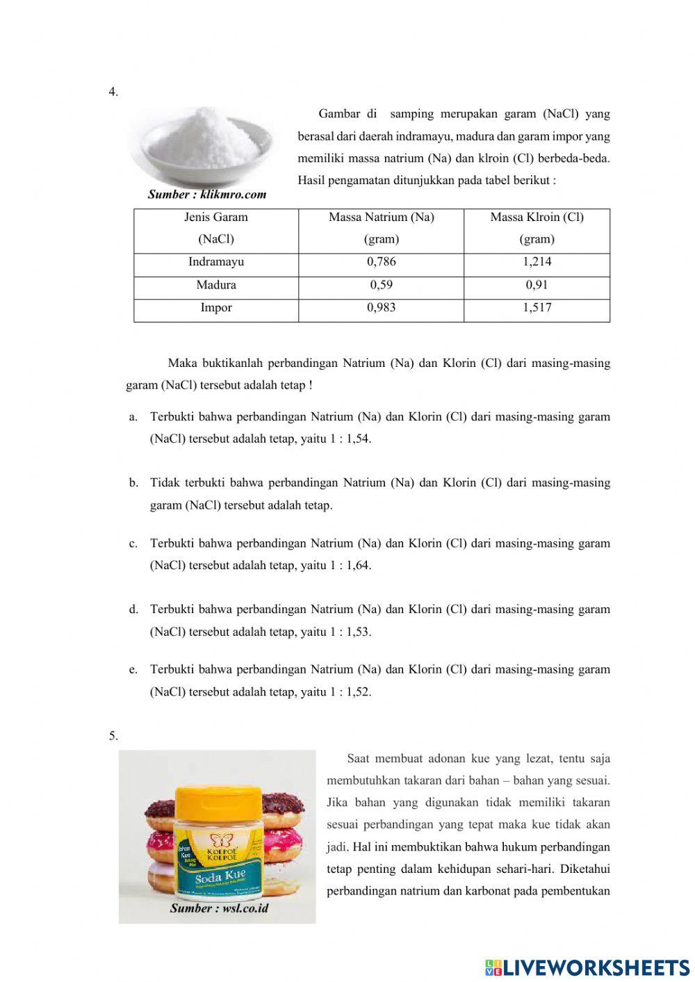 Latihan Soal Hukum Perbandingan Tetap (Hukum Proust) online exercise ...