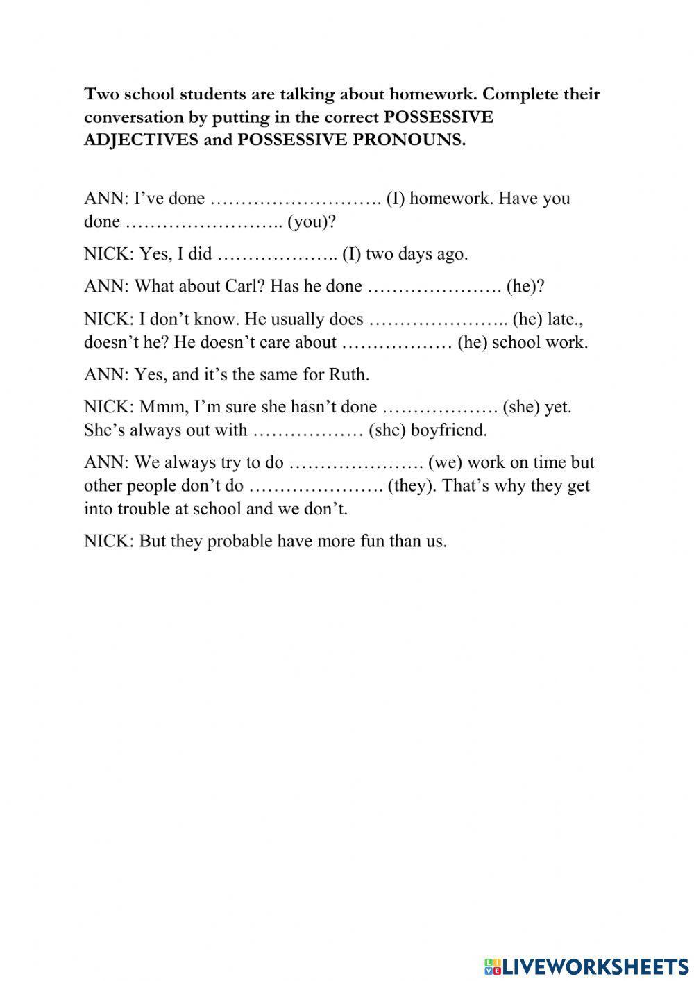 P_lessani | Possessive Adjectives & Pronouns 7101327