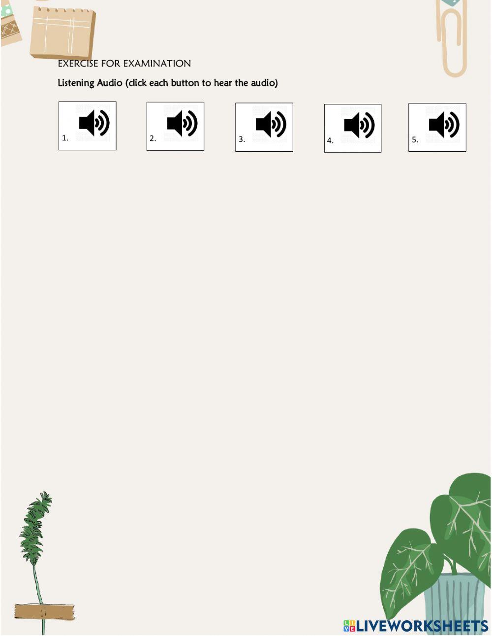 Examination Exercise-Listening sect online exercise for | Live Worksheets