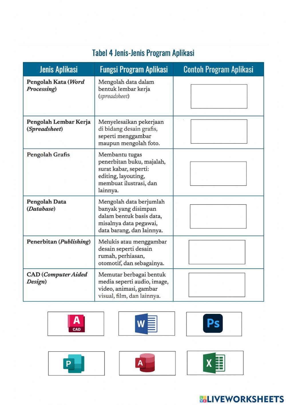 drag and drop : sistem komputer jenis program aplikasi online exercise ...