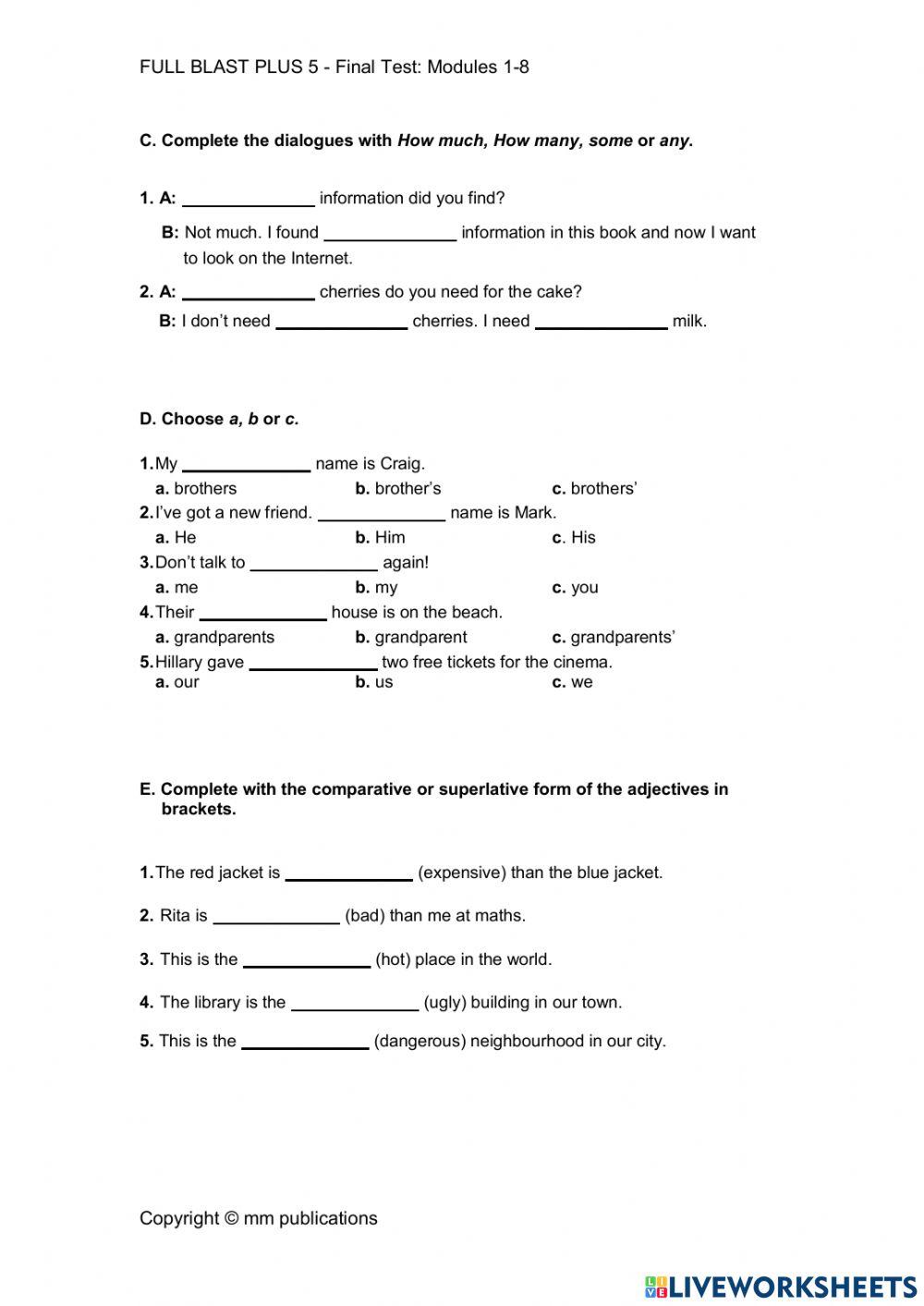 Full blast 5. F… | Free Interactive Worksheets | 6942890