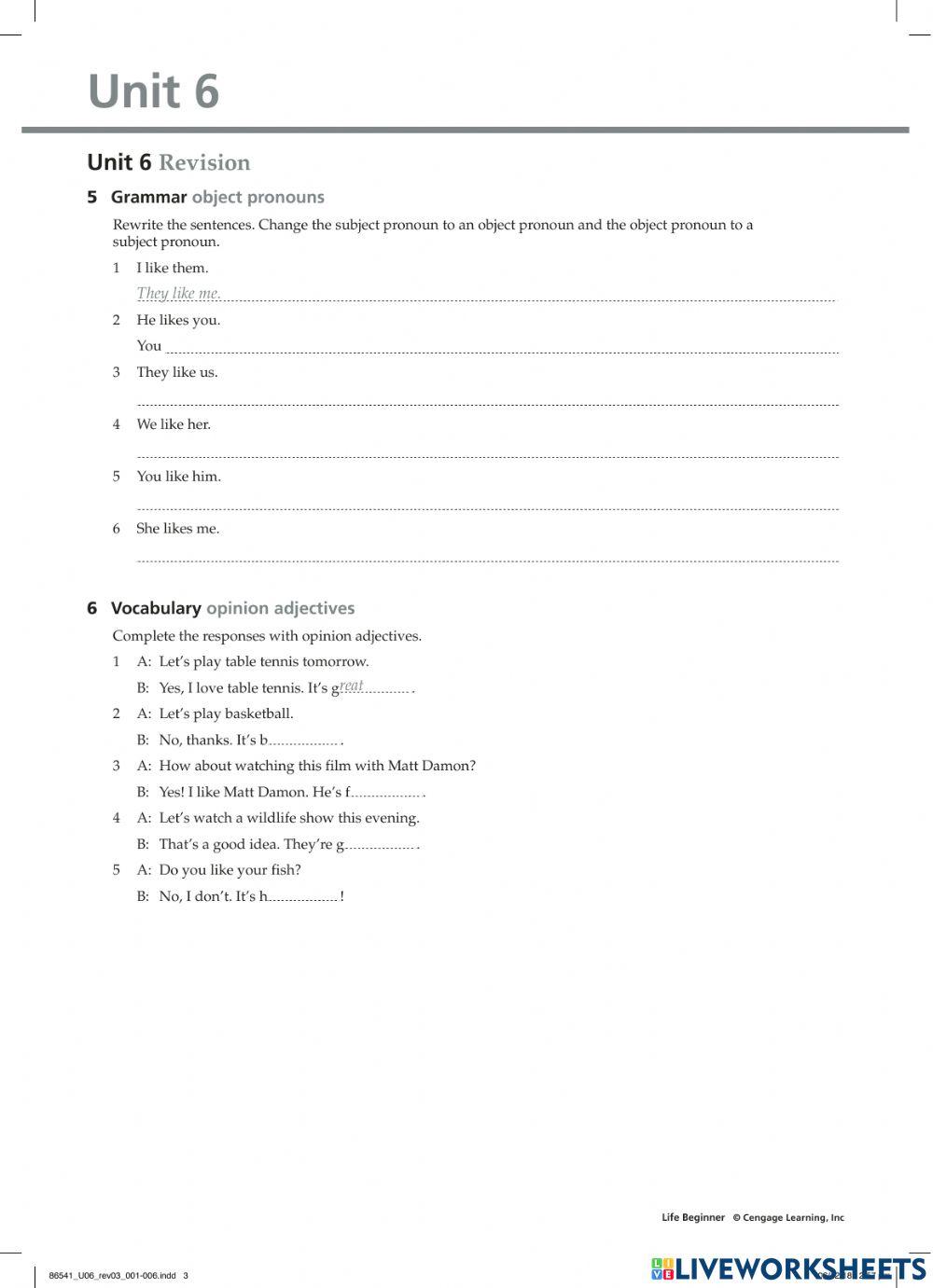 Unit 6 - Beginners online exercise for | Live Worksheets