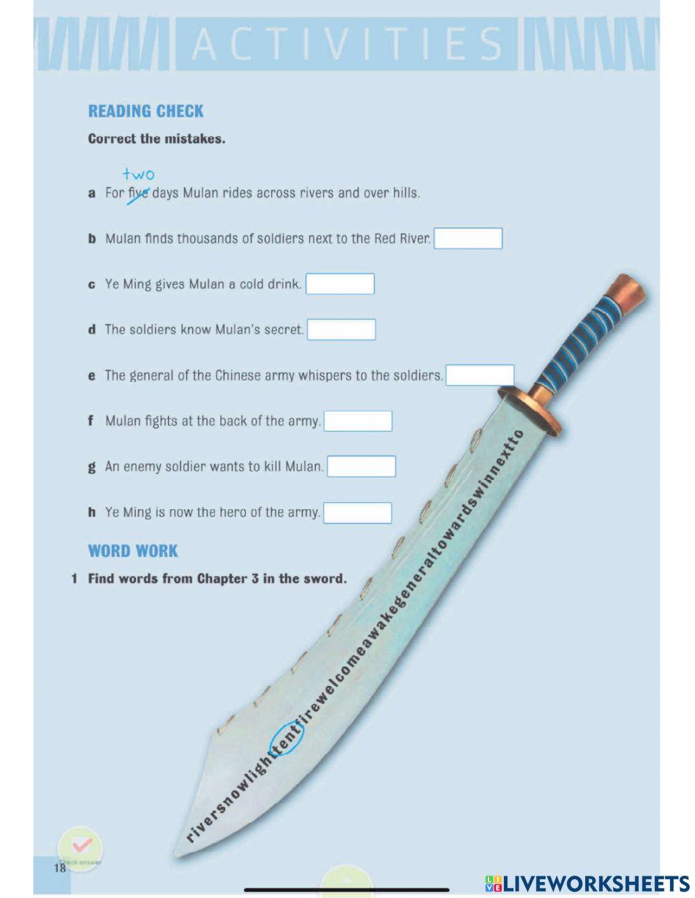 Chapter 4 interactive exercise | Live Worksheets