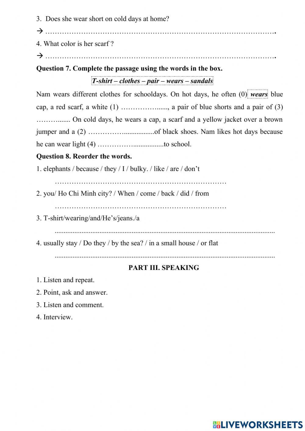 Grade 4 Test đề 13 worksheet | Live Worksheets