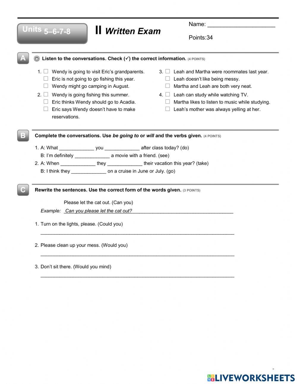 II WRITTEN EXAM LEVEL B1 6990883 | Daisy beatriz Brenes