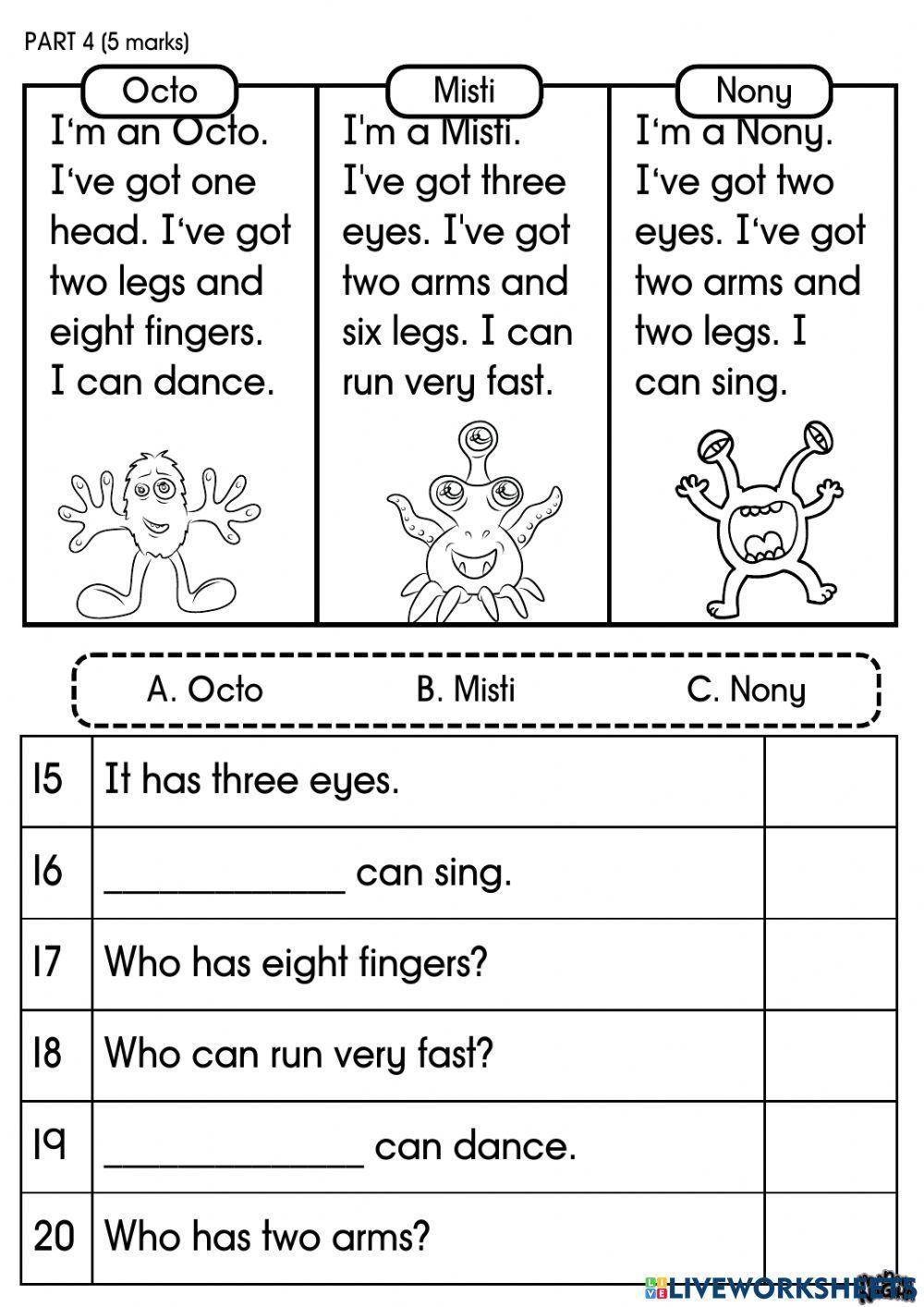 Year 2 UASA Eng… | Free Interactive Worksheets | 6971526