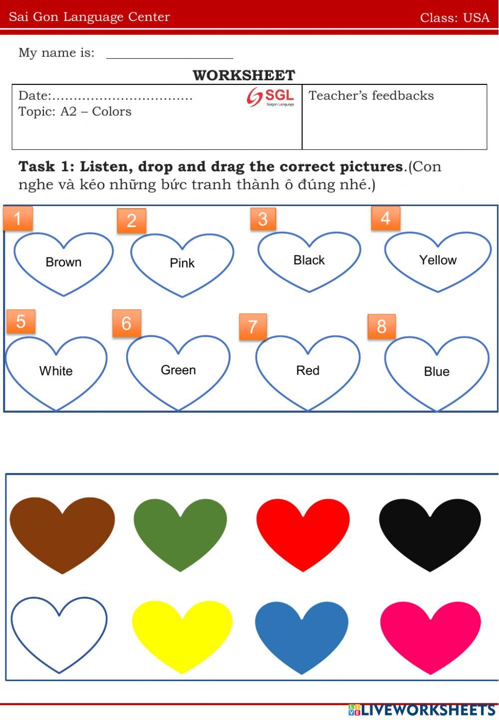 Usa Colors - A2 worksheet | Live Worksheets