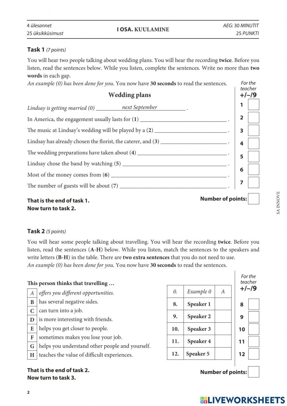 Year 9 Exam 2019, pg 1-9 online exercise for | Live Worksheets