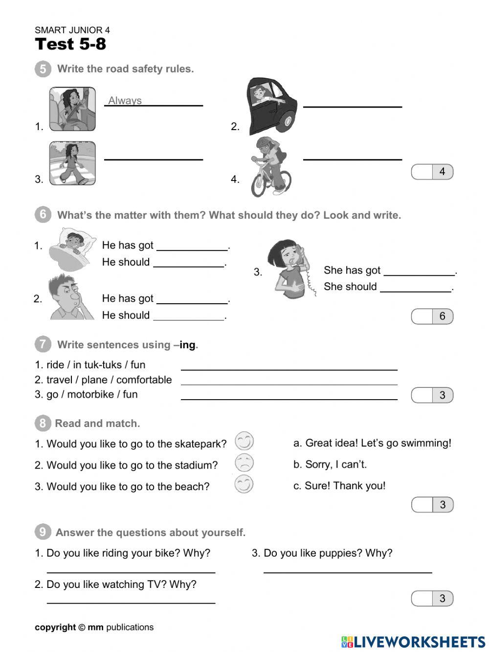 Smart Junior 4 activity for 4 | Live Worksheets