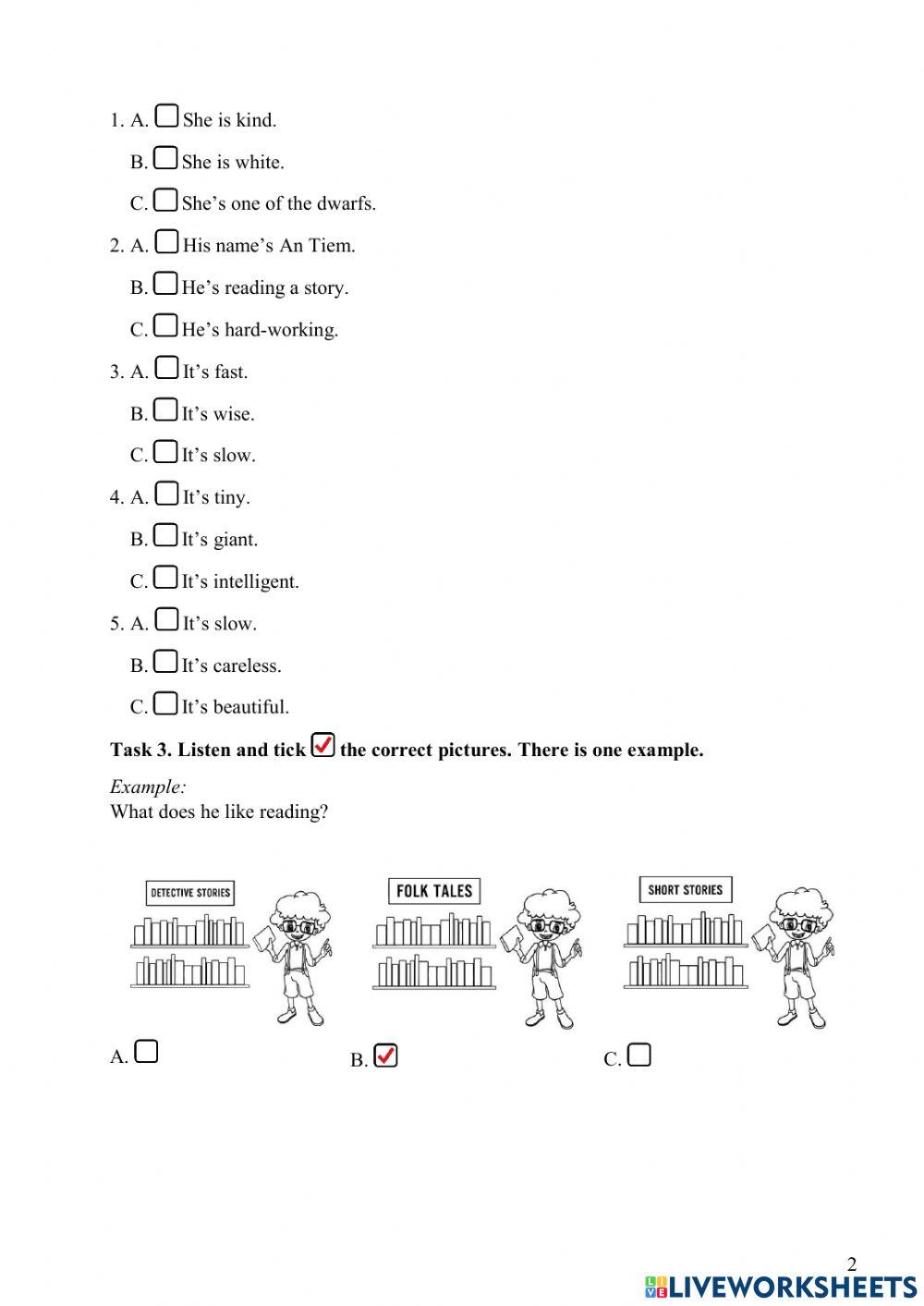 Unit 14- Listening Test - Grade 5 6991319 | Nguyen Thi