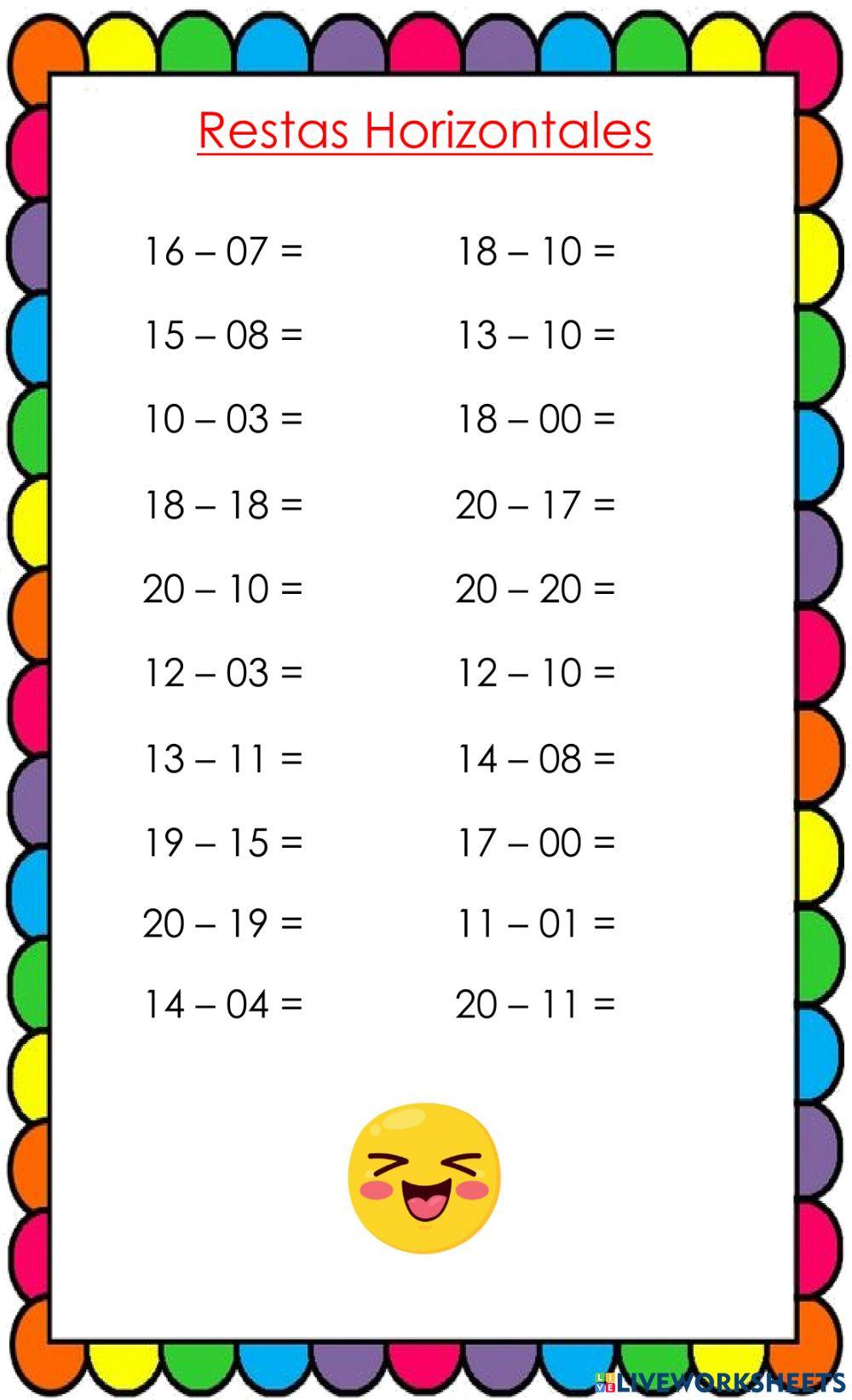 Restas Horizontales exercise | Live Worksheets